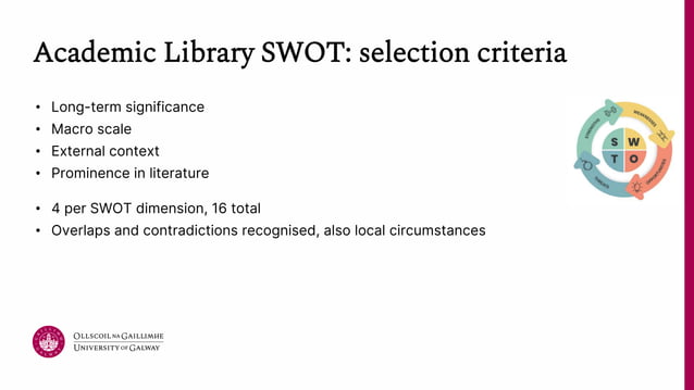 The Sustainable Strategic Advancement of Academic Libraries: a SWOT ...