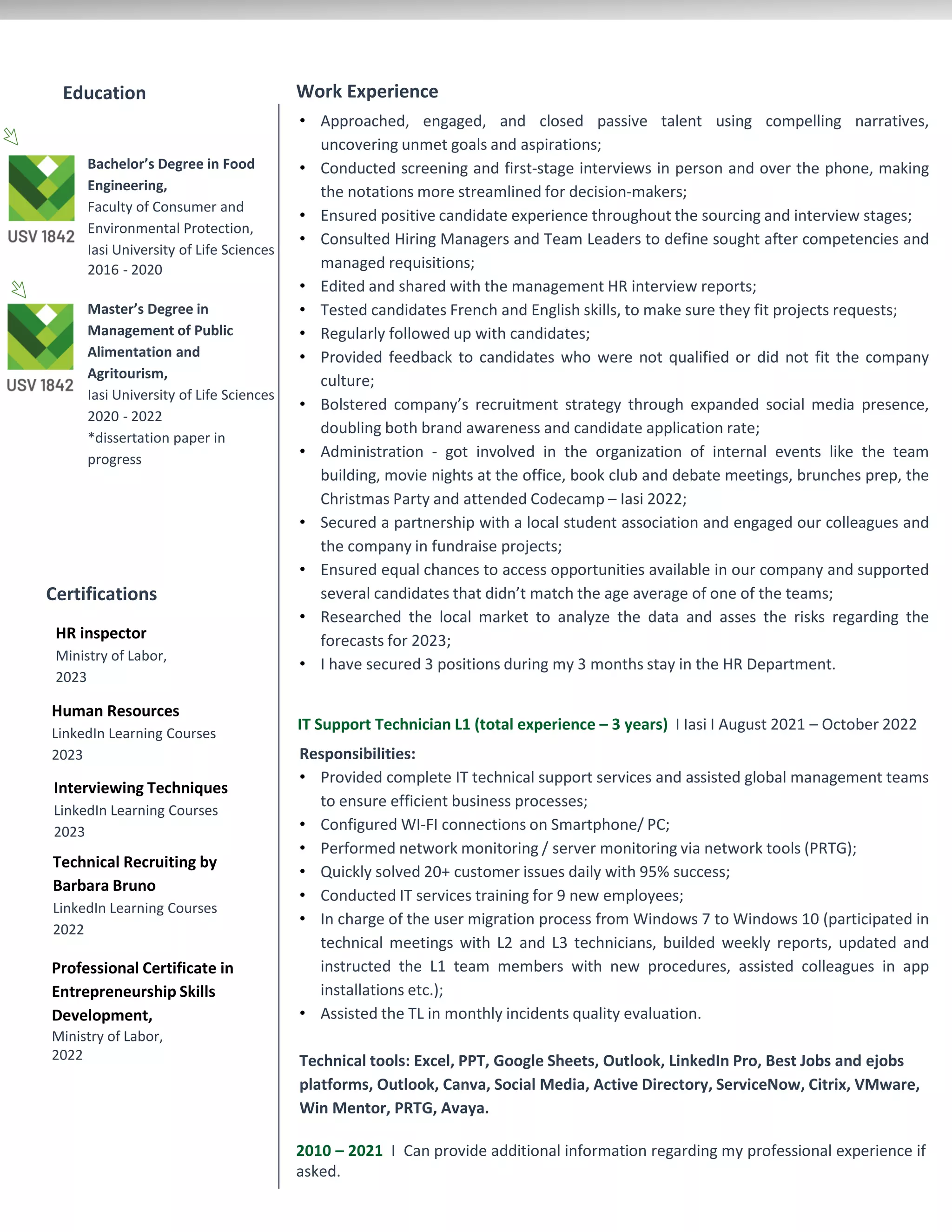 Ioana Samson Resume | PDF | Resume Writing and Advice | Job Search