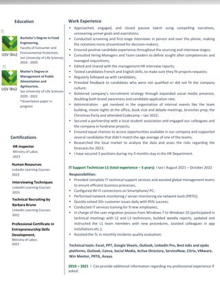 Ioana Samson Resume | PDF | Resume Writing and Advice | Job Search