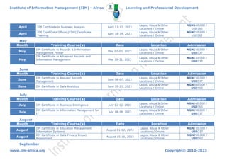 IIM 2023 Events and Training Calendar | PDF