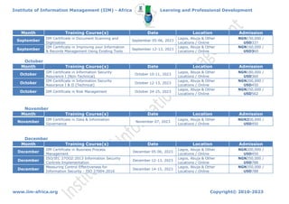 IIM 2023 Events and Training Calendar | PDF