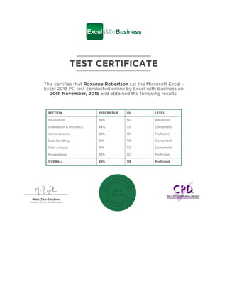 Excel with Business Certificate 2 | PDF