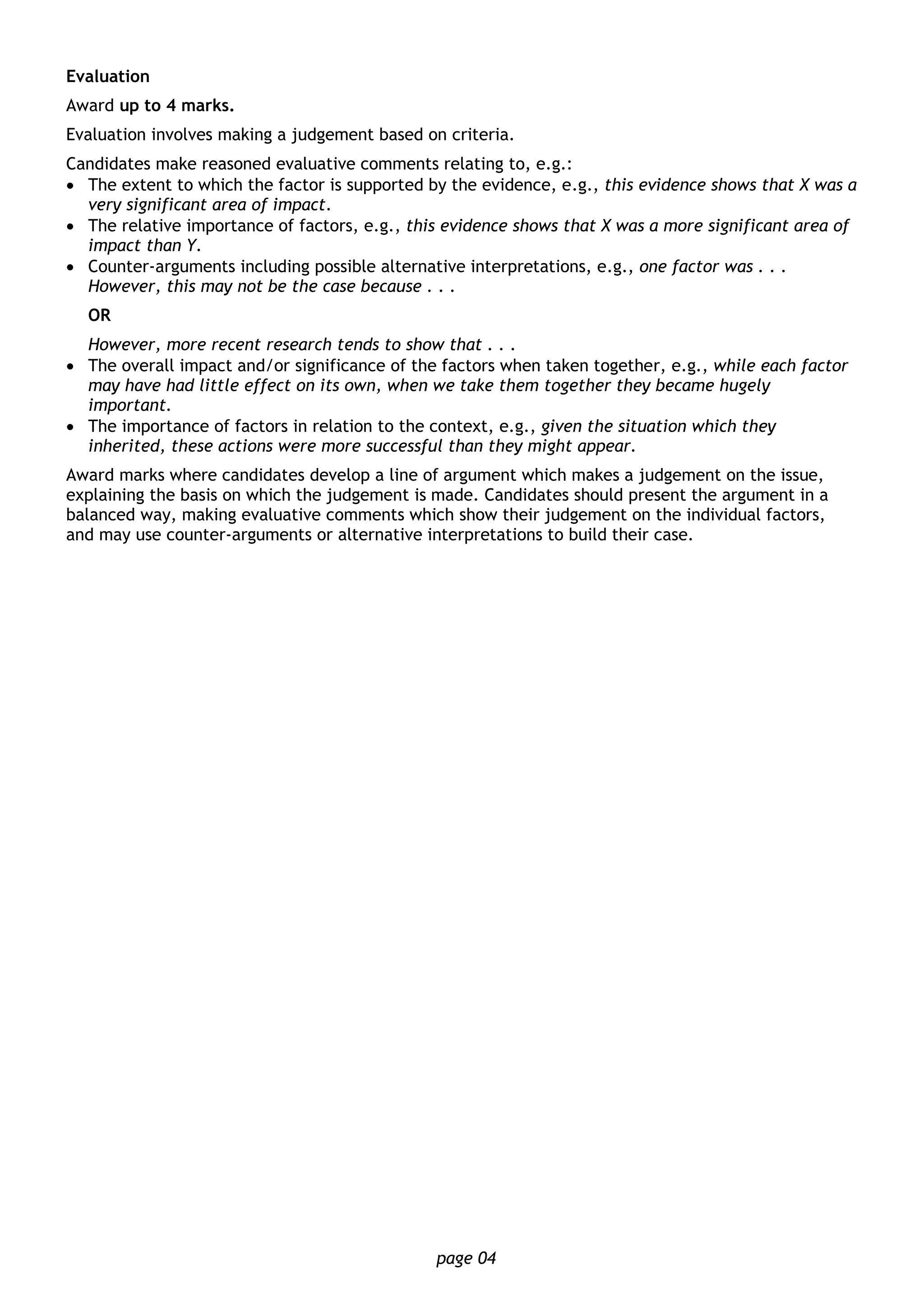 SQA Higher History exam (paper 1) - 2023 (marking instructions) | PDF