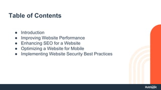Website Optimization How to Increase Page Performance and More | PPT