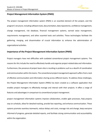 Importance of the Project Management Information System (PMIS) | PDF
