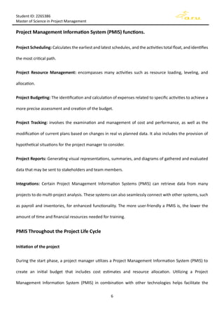 Importance of the Project Management Information System (PMIS) | PDF