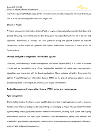 Importance of the Project Management Information System (PMIS) | PDF