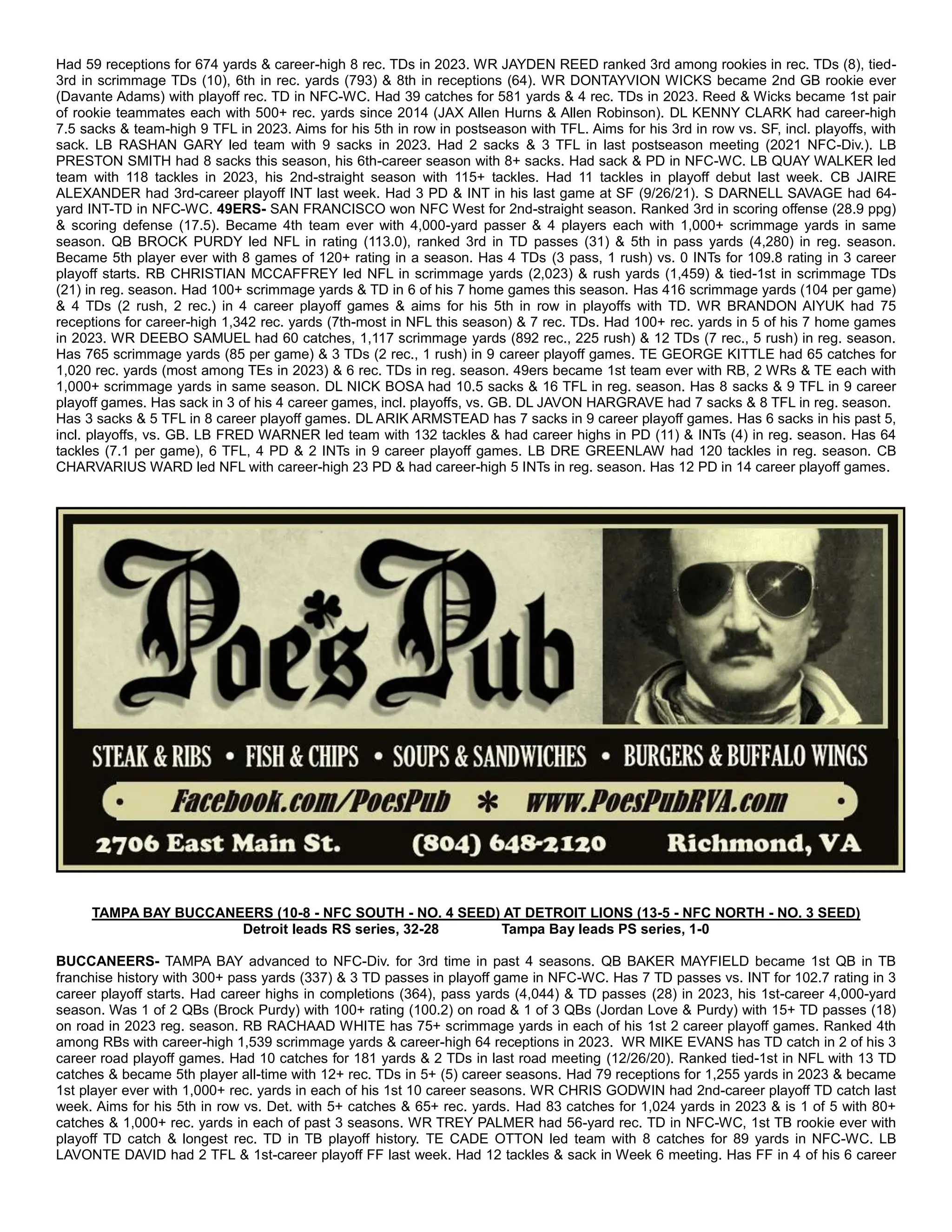 2023-24 NFL DIVISIONAL ROUND GAME CAPSULES | DOC