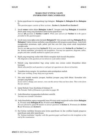 kertas percubaan spm kimia kertas 2 dari putrajaya | PDF