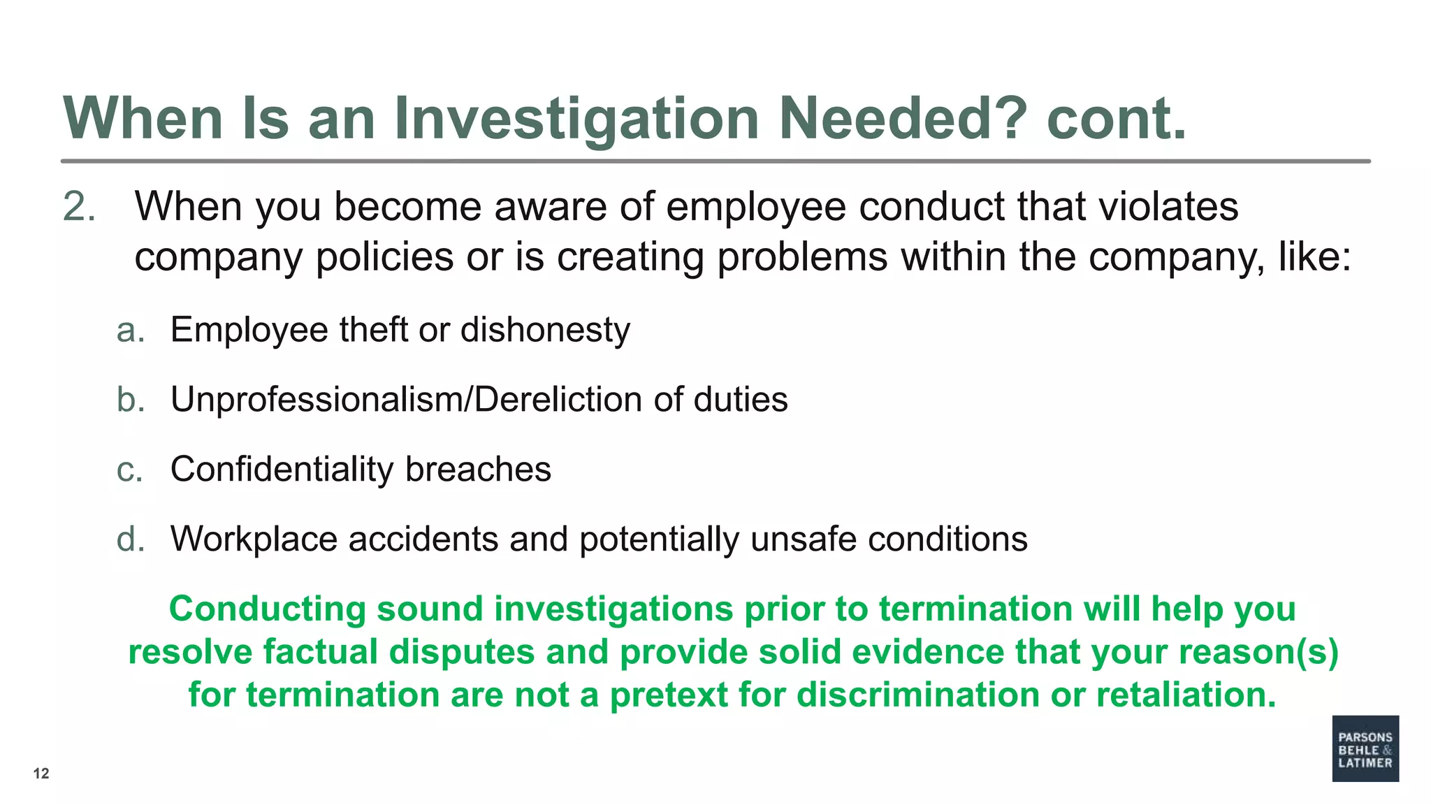 Conducting Effective Workplace Investigations | PPTX Conducting Effective Workplace Investigations | PPTX