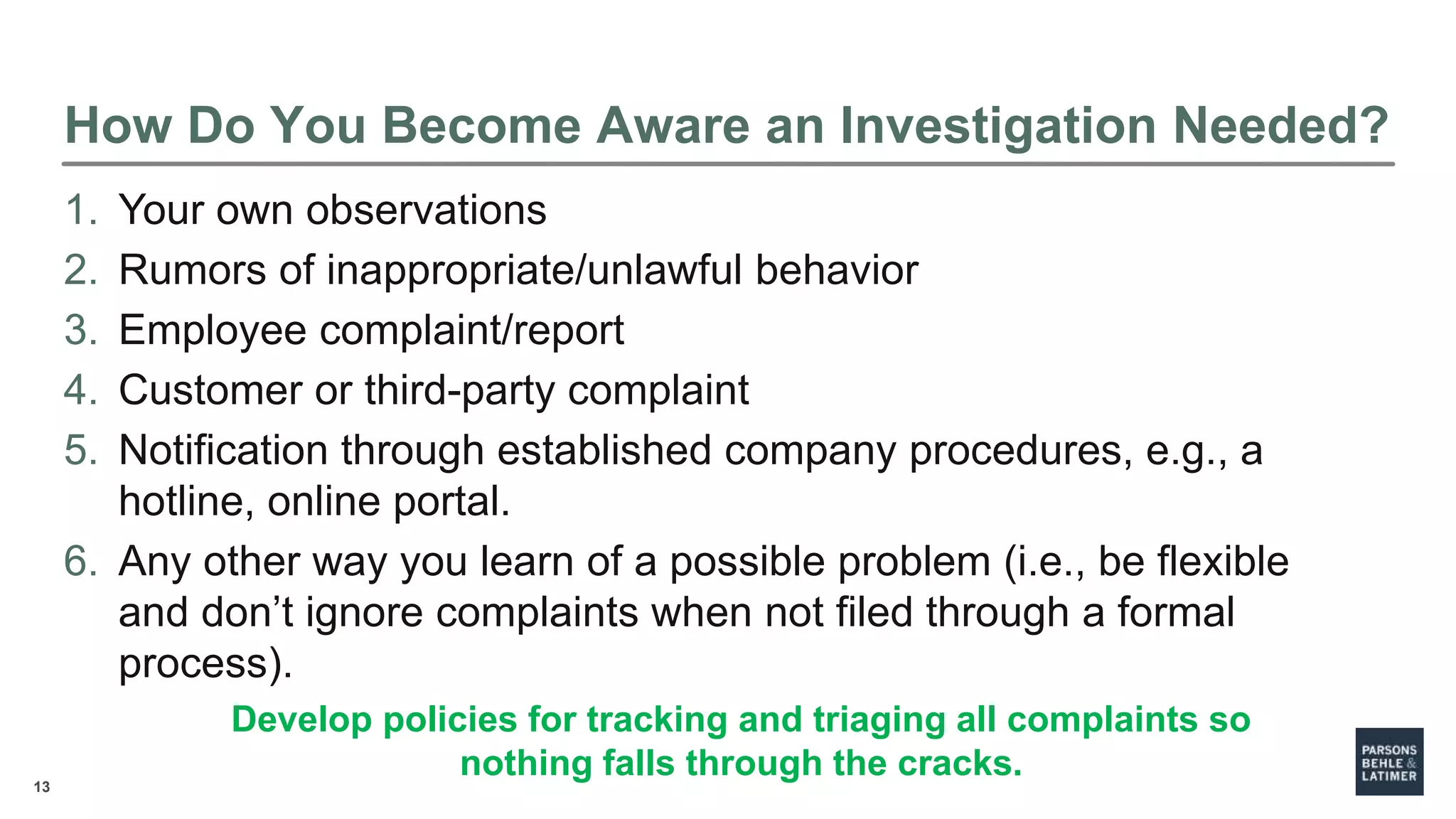 Conducting Effective Workplace Investigations | PPTX Conducting Effective Workplace Investigations | PPTX