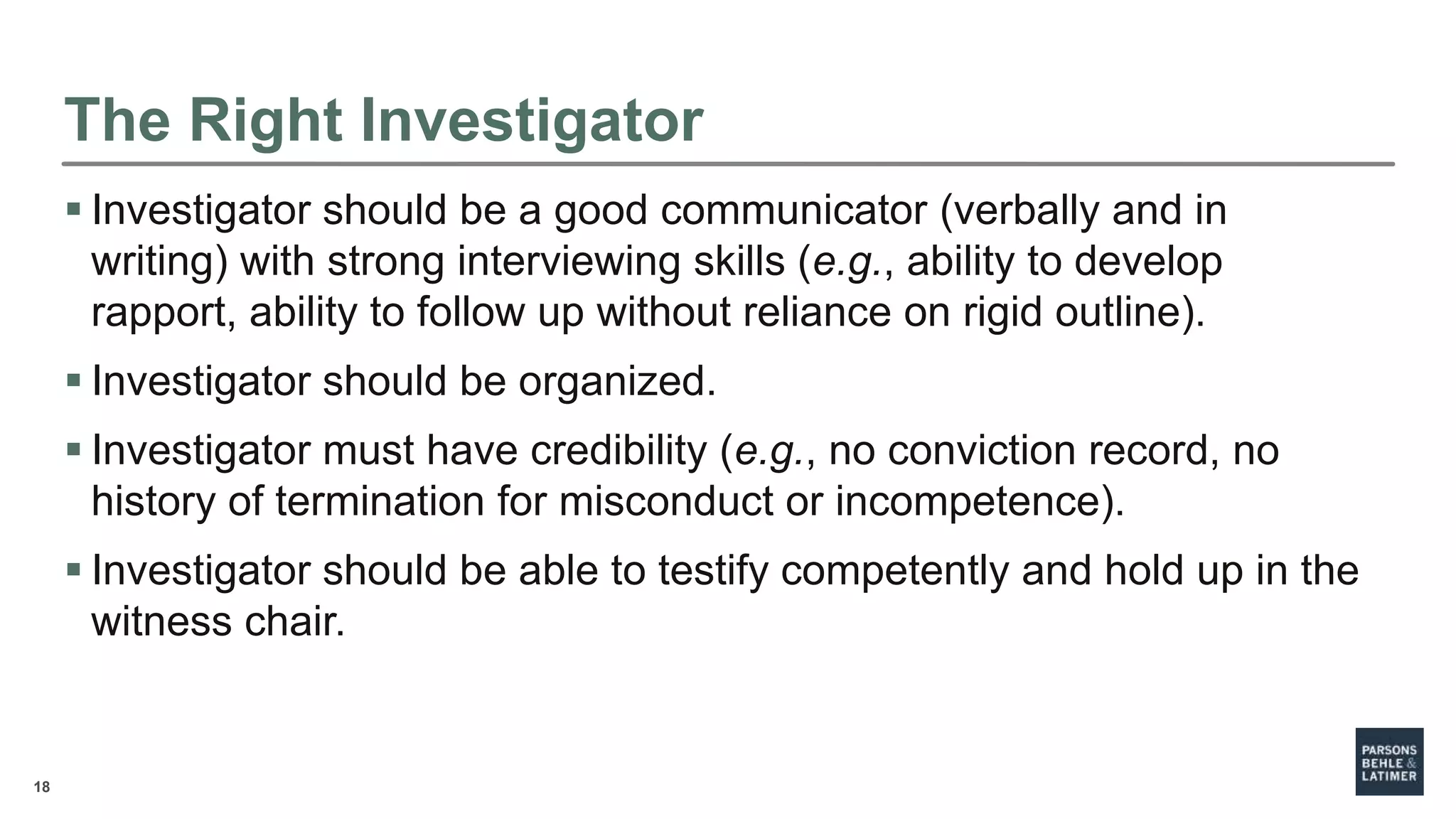 Conducting Effective Workplace Investigations | PPTX
