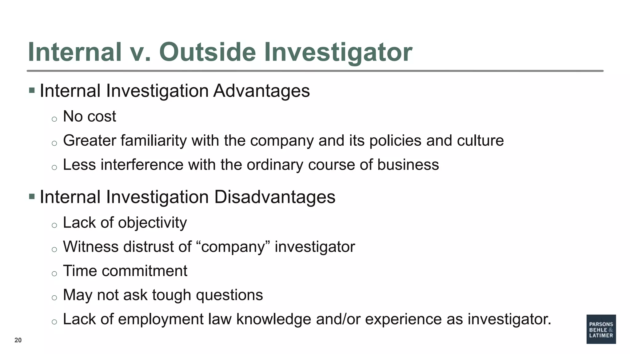 Conducting Effective Workplace Investigations | PPTX
