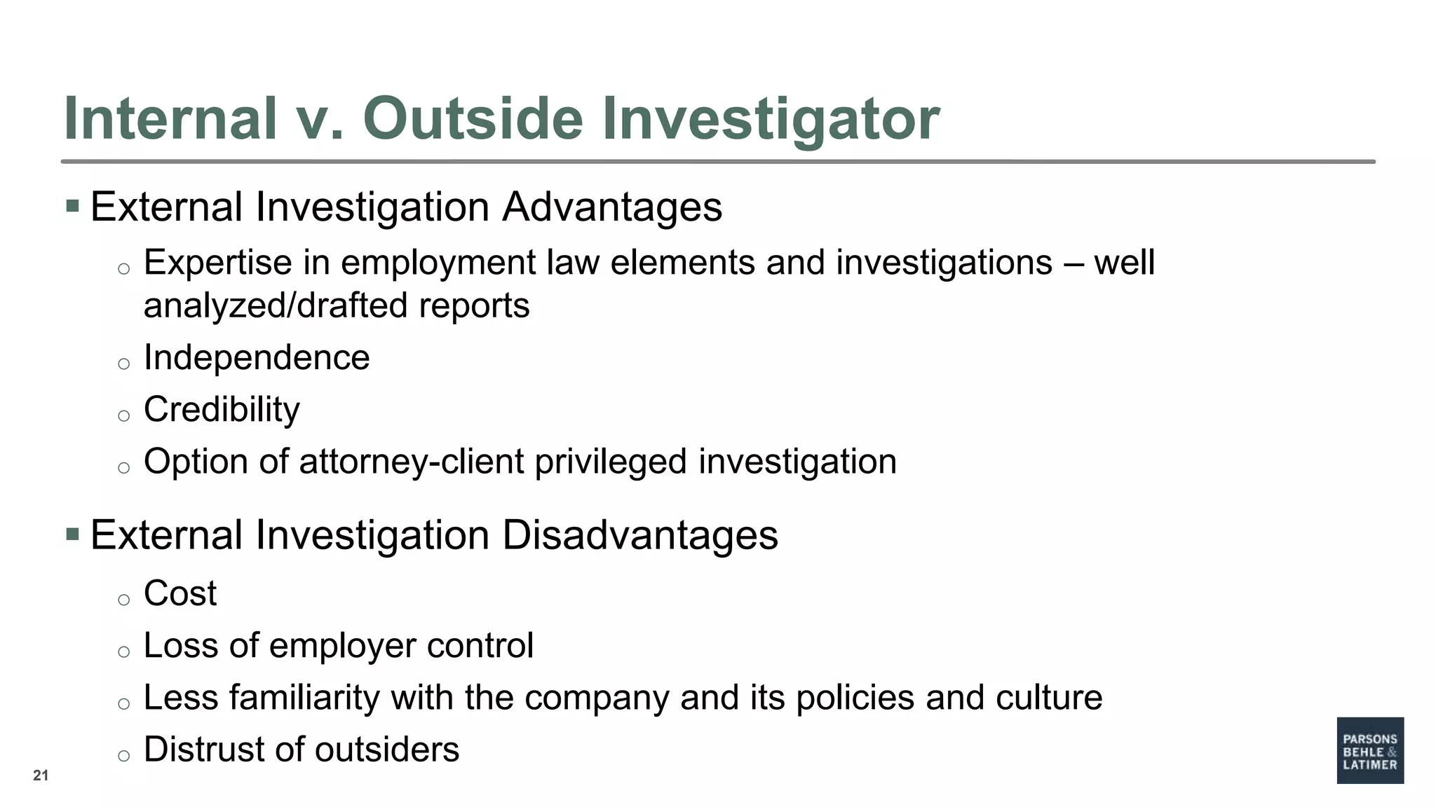 Conducting Effective Workplace Investigations | PPTX