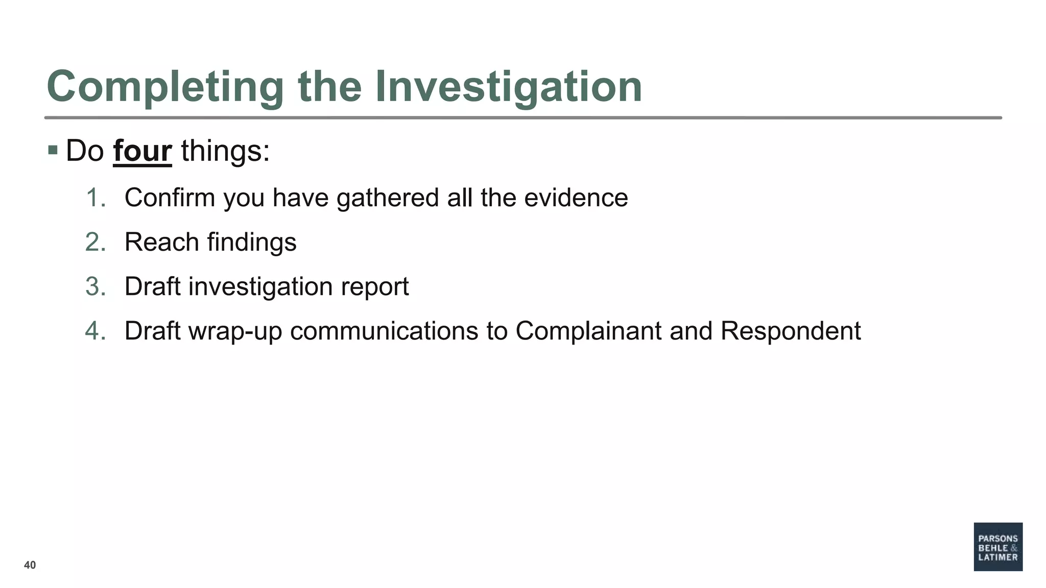 Conducting Effective Workplace Investigations | PPTX