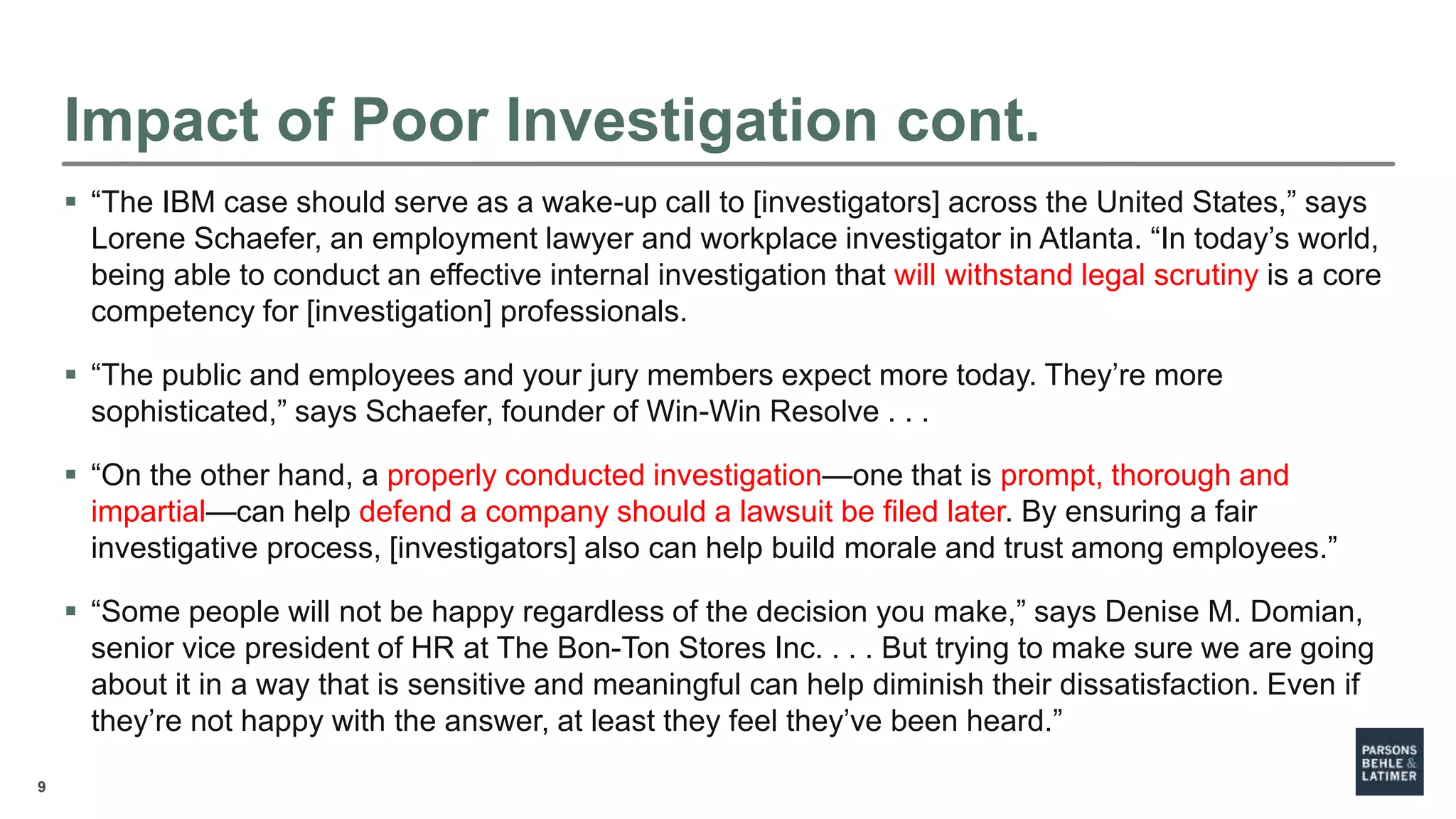 Conducting Effective Workplace Investigations | PPTX
