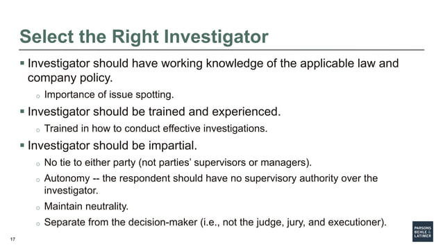 Conducting Effective Workplace Investigations | PPTX | Career Advice ...