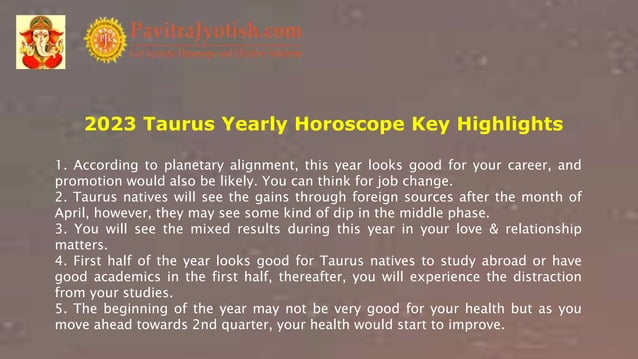 2023 Taurus Zodiac Sign Predictions Pptx