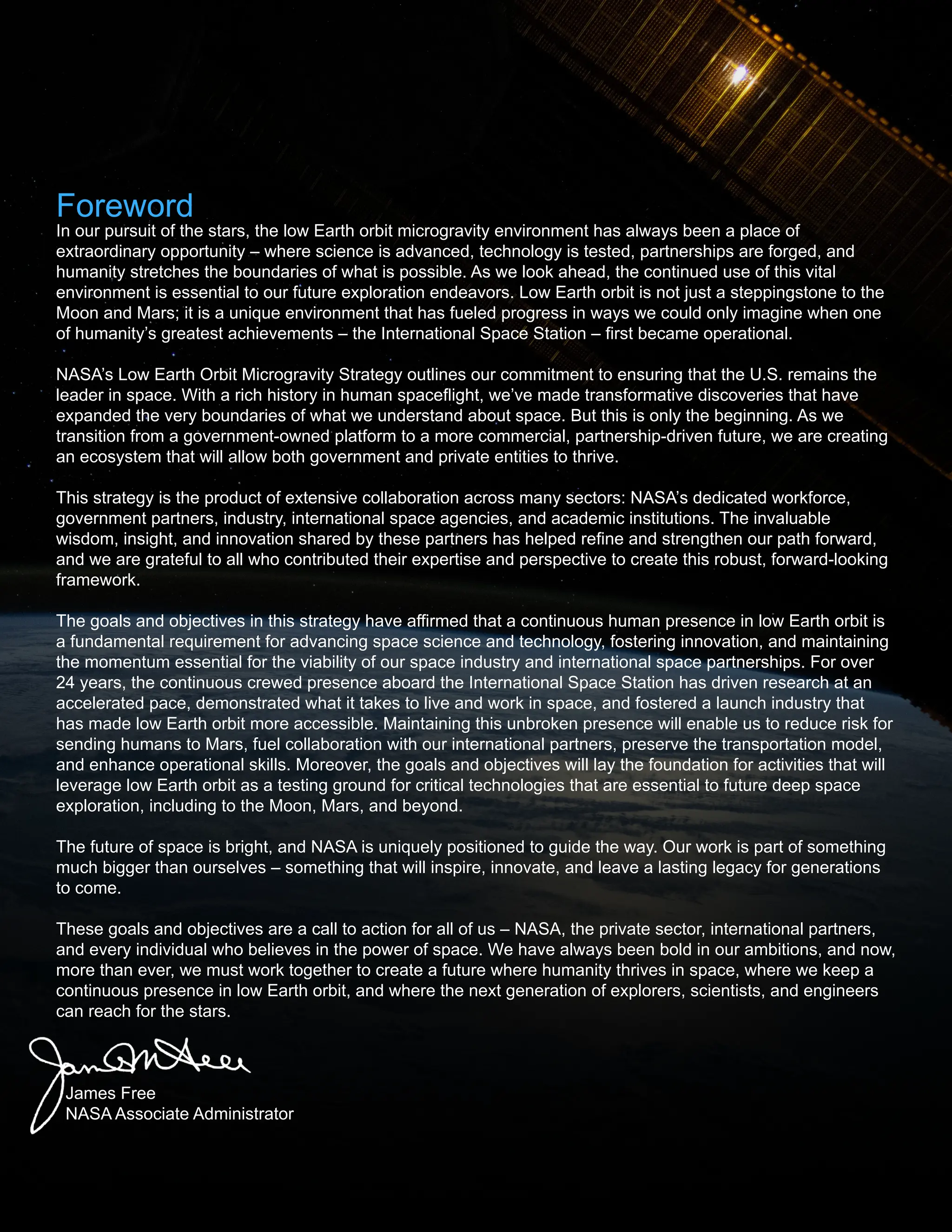 NASA LOW EARTH ORBIT MICROGRAVITY STRATEGY | PDF