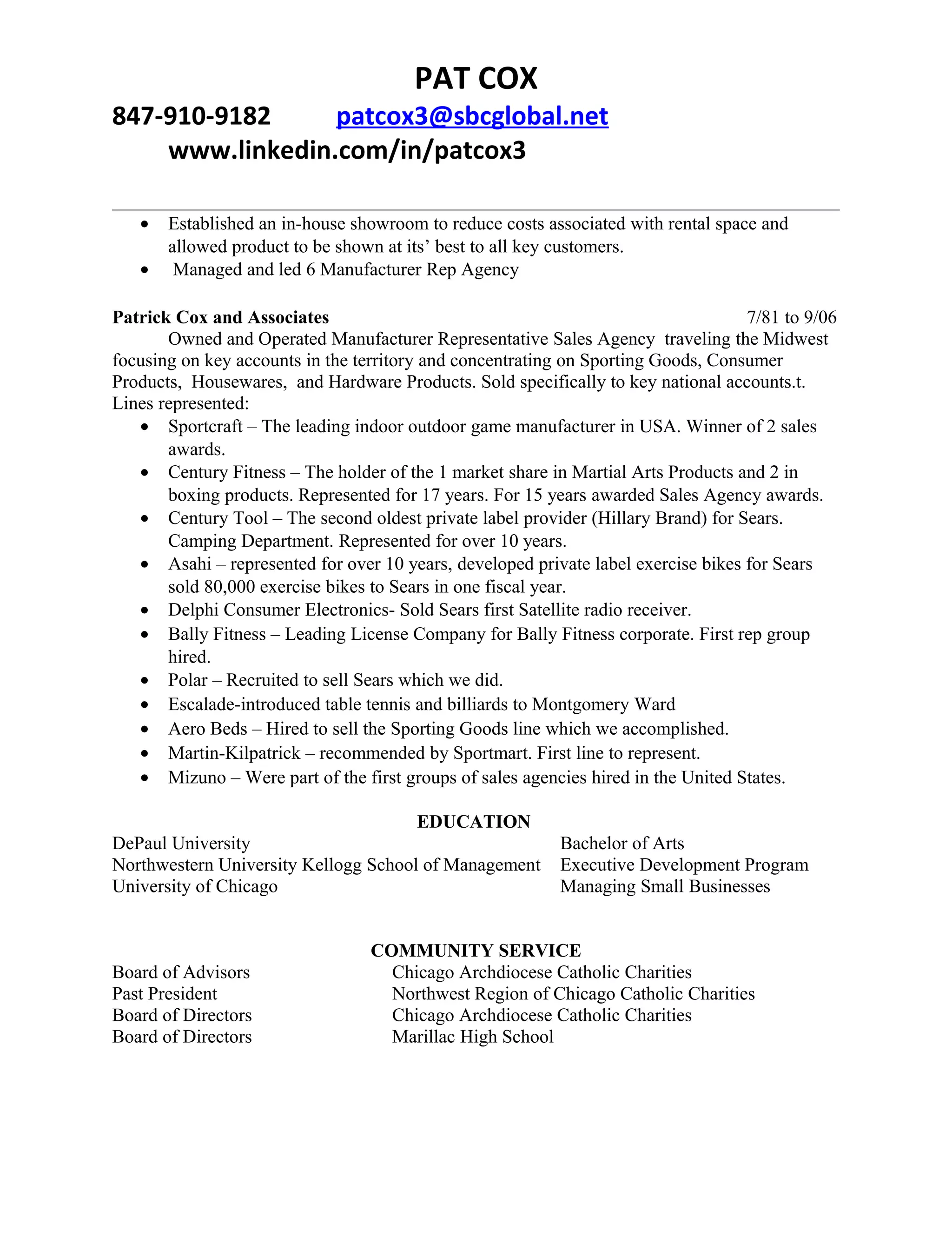 Patrick Cox nonprofit resume | PDF