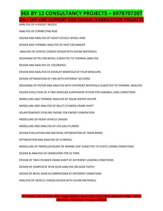 BTECH MTECH PROJECTS FOR MECHANICAL ENINEERING | PDF