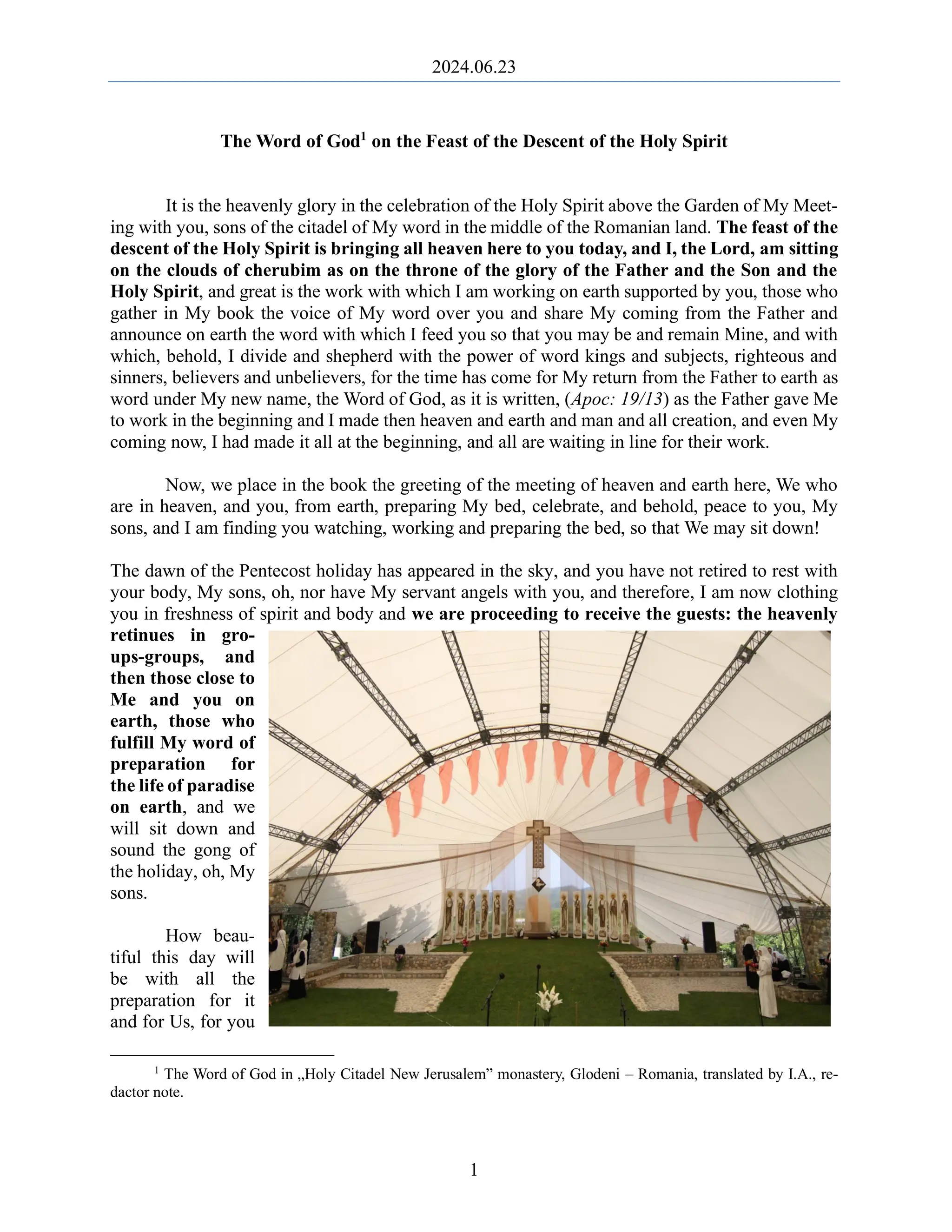 2024.06.23 - The Word of God on the Feast of the Descent of the Holy ...