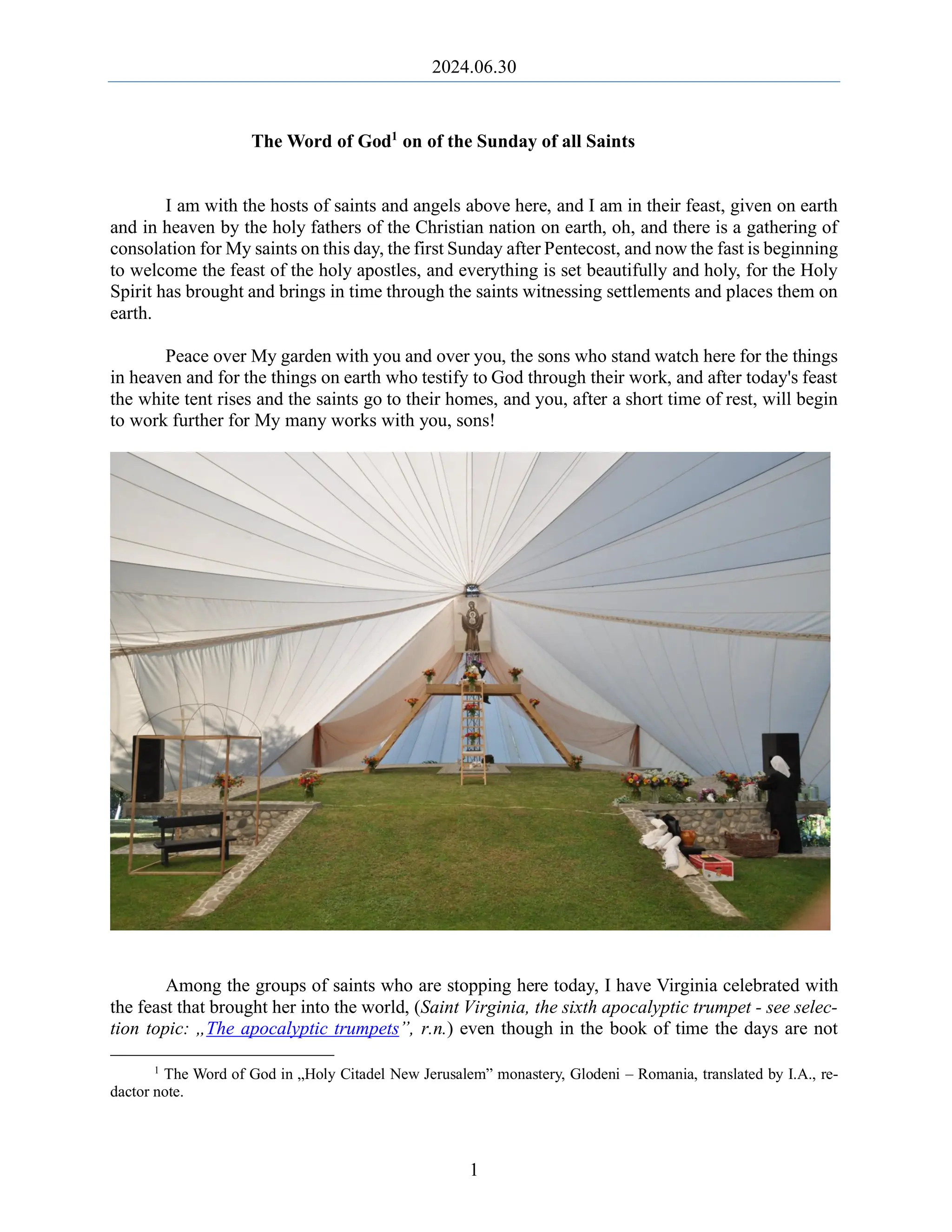 2024.06.30 - The Word of God on of the Sunday of all Saints | PDF