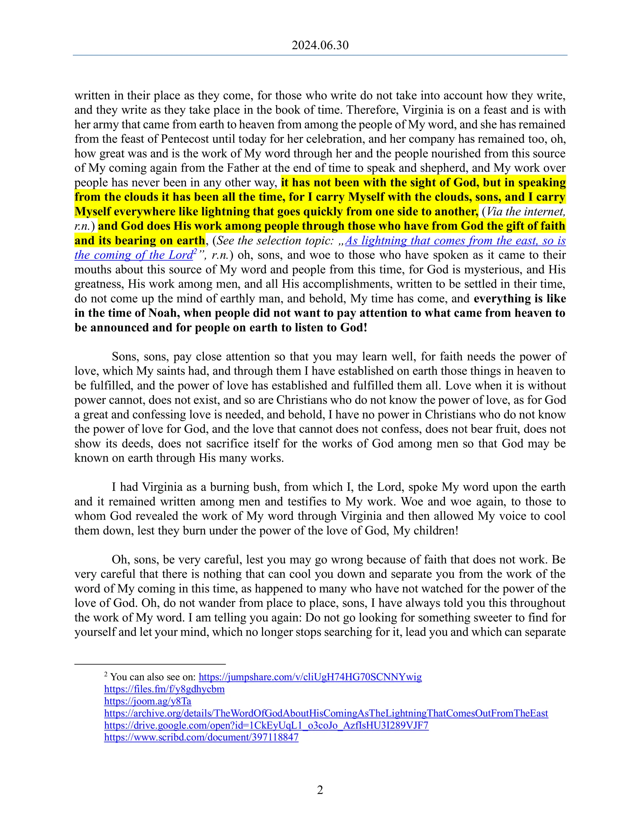 2024.06.30 - The Word of God on of the Sunday of all Saints | PDF