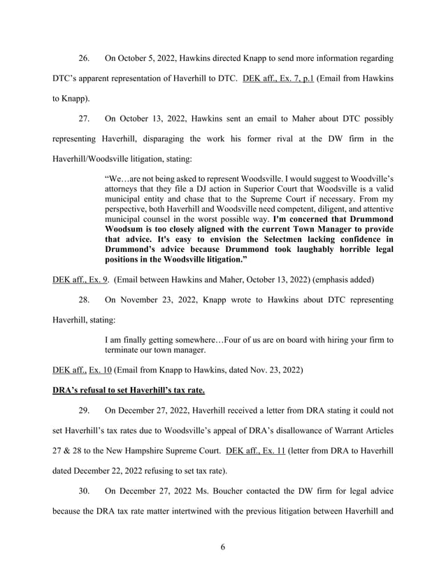 Town of Haverhill's Statement of Material Facts For Declaratory ...