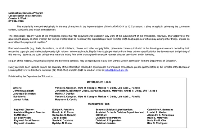 2024-LESSONEXEMPLAR-G7-NMP-WEEK1-DAY1.pdf | Educational Assessment | Education