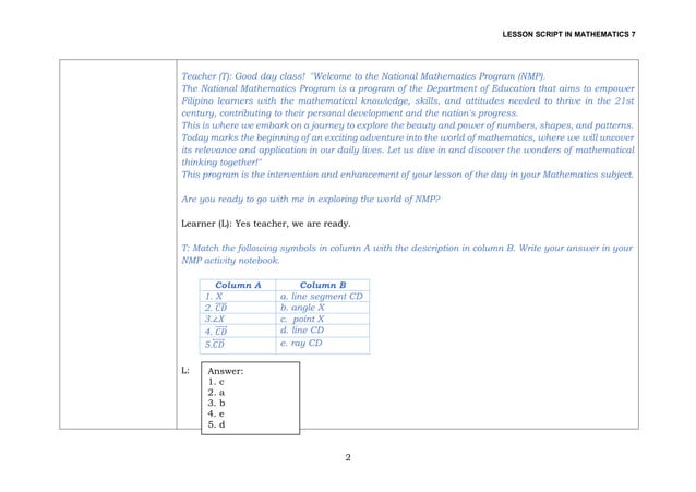 2024-LESSONEXEMPLAR-G7-NMP-WEEK1-DAY1.pdf | Educational Assessment | Education