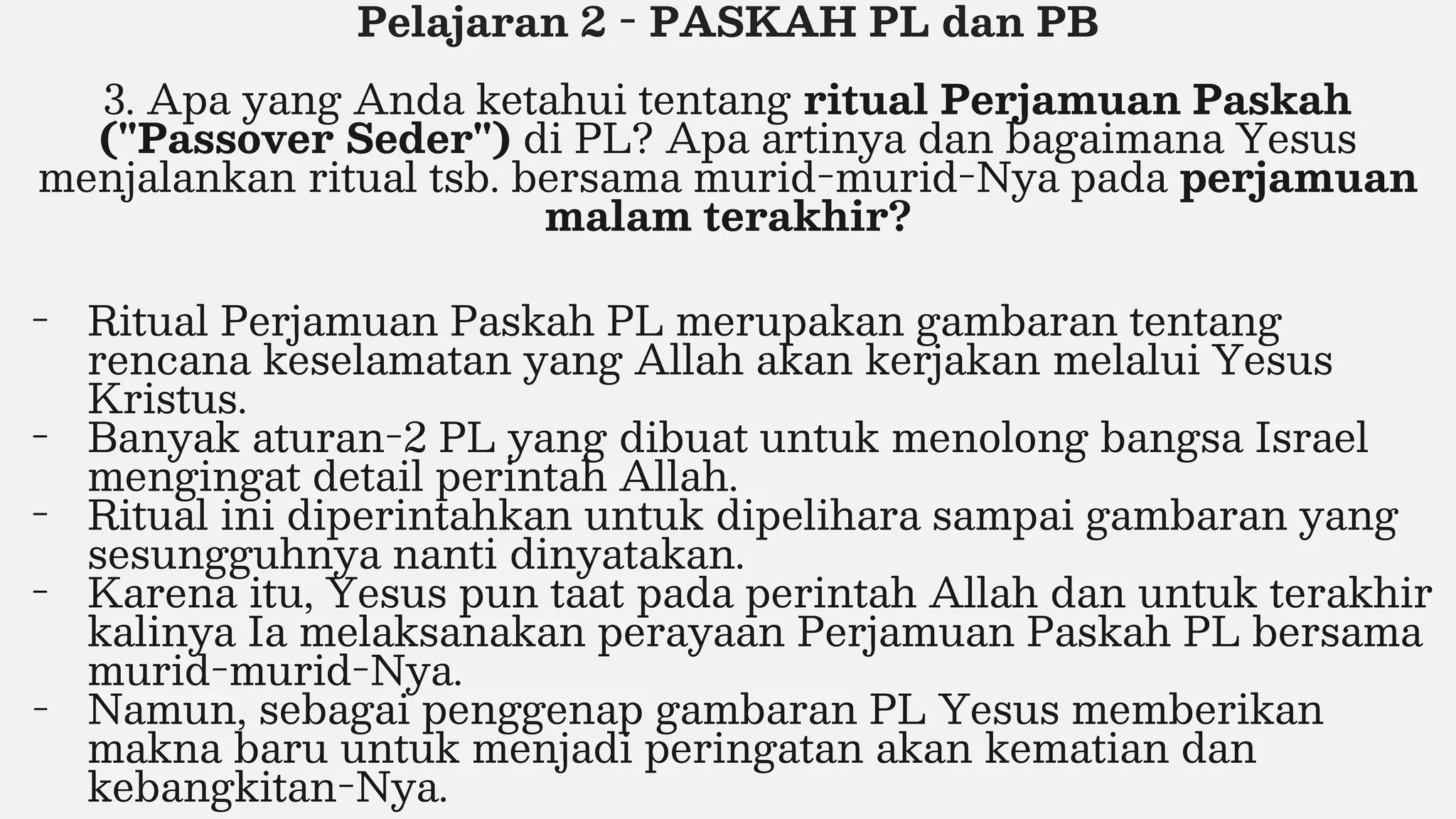 Evaluasi Kelas Memahami Makna Paskah (MMP) | PDF