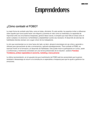 EMPRENDEDORES: El FOBO, otro síndrome generado por la IA | PDF