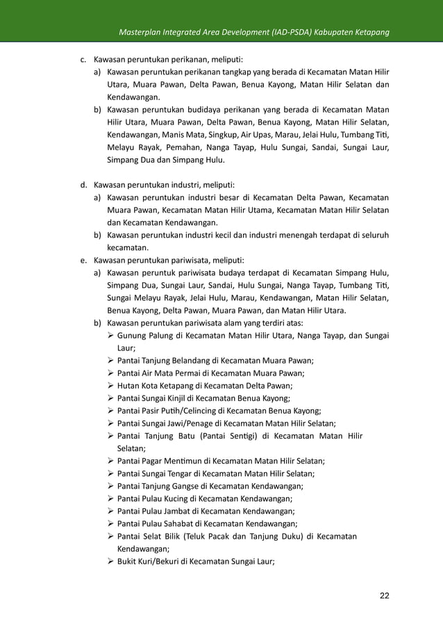 Masterplan IAD-PSDA Kabupaten Ketapang Provinsi Kalimantan Barat | PDF