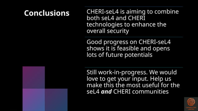 CHERI-seL4: Enhancing seL4’s C/C++ userspace memory safety using CHERI | PPTX | Operating ...