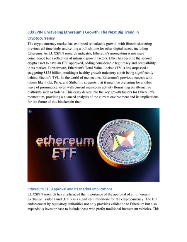 LUXSPIN Unraveling Ethereum’s Growth: The Next Big Trend in Cryptocurrency | PDF
