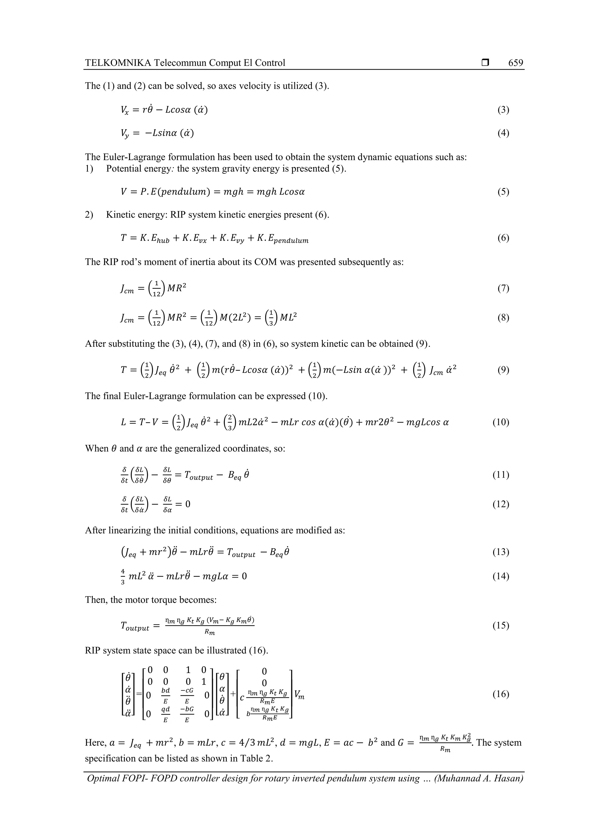 Optimal FOPI-FOPD controller design for rotary inverted pendulum system using grey wolves ...