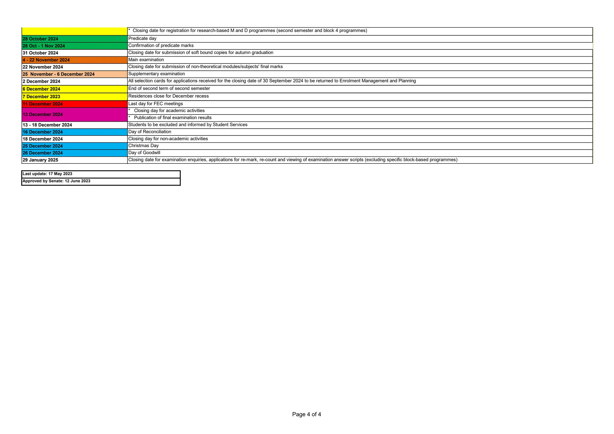 2024coreCalendar for the academic year of TUT | PDF