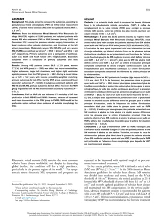 Outcomes of Severe Mitral Stenosis With the Revised Severity Criteria ...
