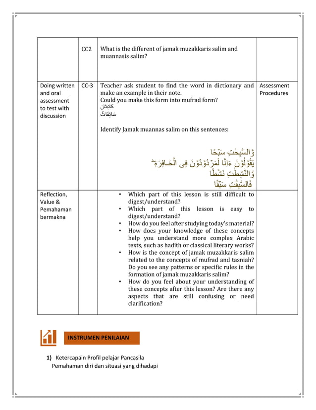 Modul ajar bahasa arab untuk kelas 7 dengan pendekatan PCK | DOCX | Islam | Religion & Spirituality