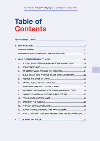 2024 New Patriotic Party (NPP) Manifesto Highlights | PDF