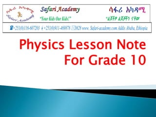 2024 Physics Lesson Note for Grade 10 (Unit 6 ).pptx