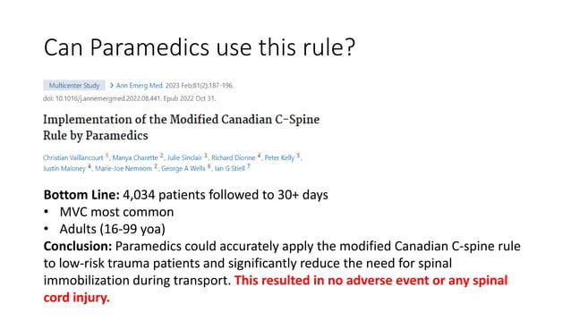 2024 Selective Spinal Motion Restriction in the 21st century | PDF ...