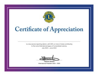 2024 Service Reporting Certificate Lions | PDF