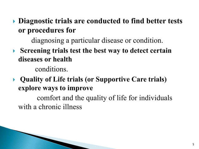 clinical trials types and design | PPTX | Cancer | Diseases and Conditions
