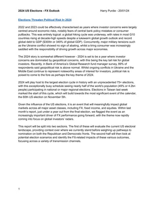 2024 US Elections - FX Outlook (20/01/24) | PDF