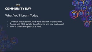 MVP on AWS PostgreSQL. Common mistakes. How to avoid them? | PDF