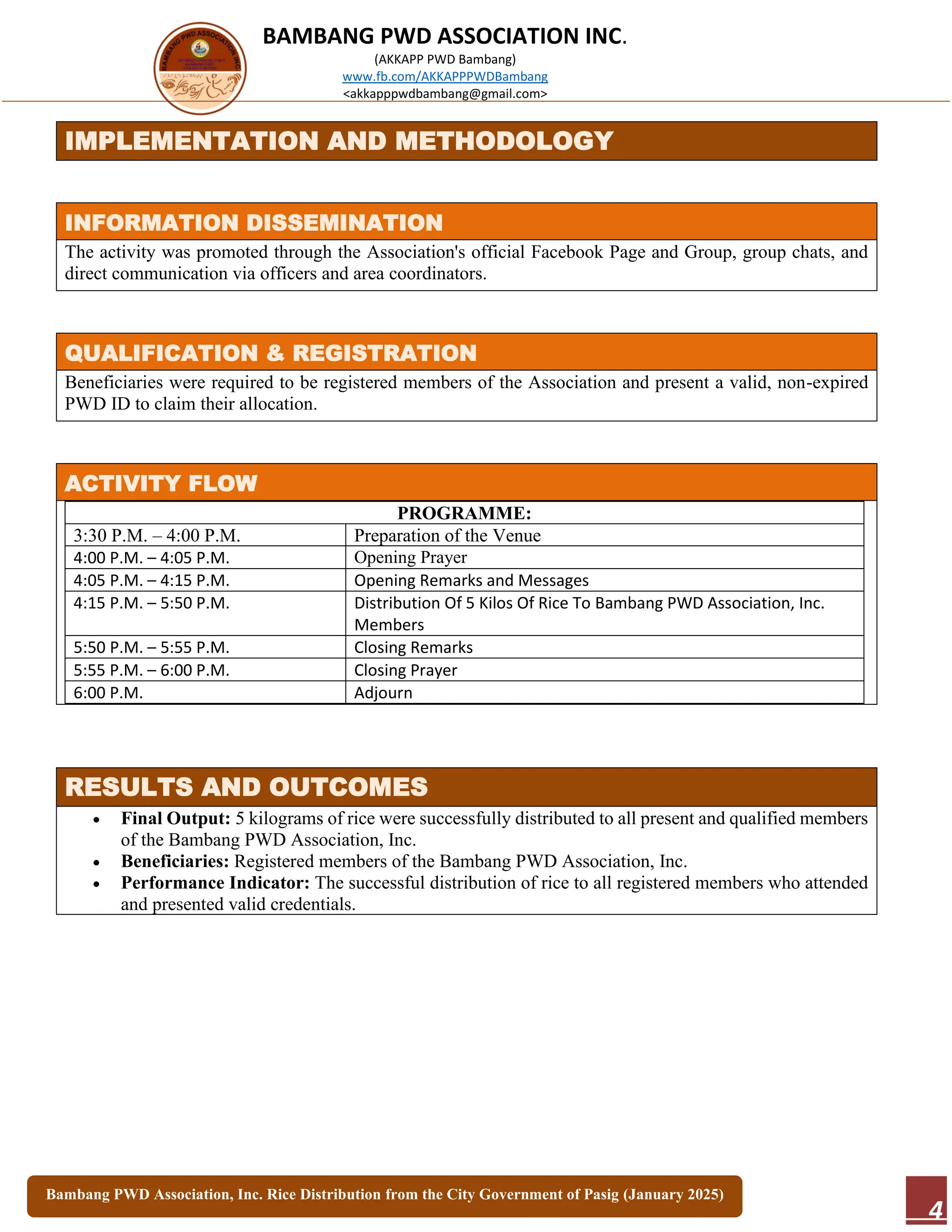 Bambang PWD Distribution of Rice 2025 (Post Implementation Report) | PDF