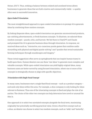 Trisociation with AI for Idea Generation | CMR Insights | PDF