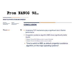 Measuring Starlink Protocol Performance, NANOG 93 | PDF